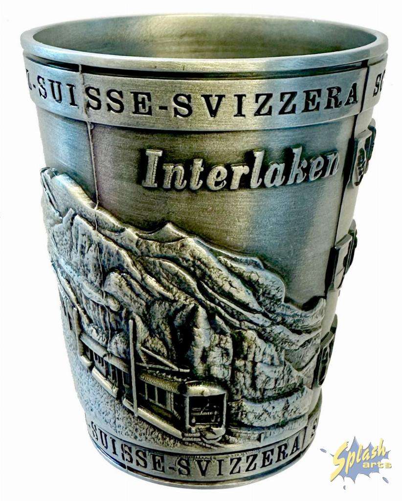 Shot glass with swiss banners metal interlaken | Shot Glasses | Cups ...