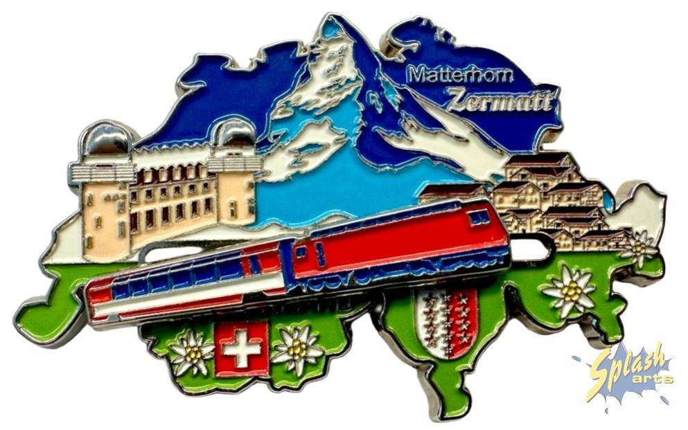Magnet - Umriss Zermatt mit beweglichem Zug | Schweizer Magnete ...
