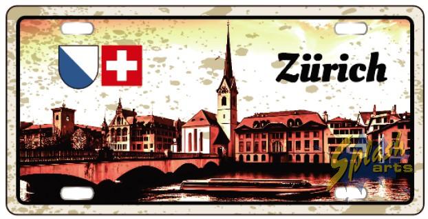 Magnet - License Plate Vintage - Zurich | Magnet | Swiss Souvenirs ...